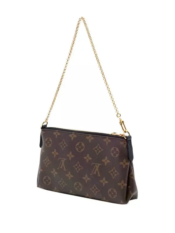 LOUIS VUITTON Monogram Pallas Clutch Satchel - Black