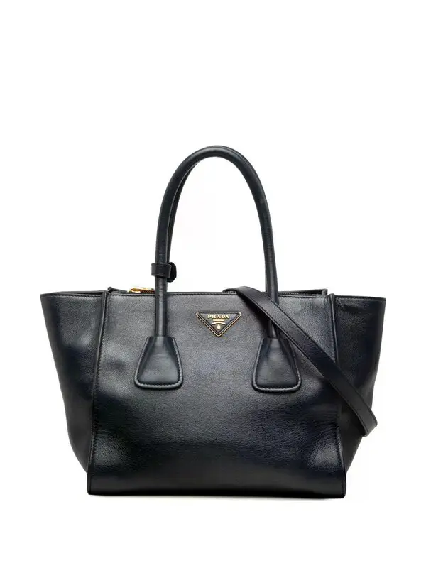 Prada Glace Calf Twin Pocket Double Handle Satchel
