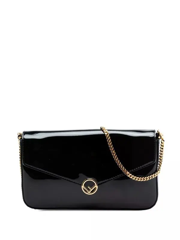 Fendi 2010-2026 Patent F Is Envelope Wallet On Chain Crossbody Bag - Black