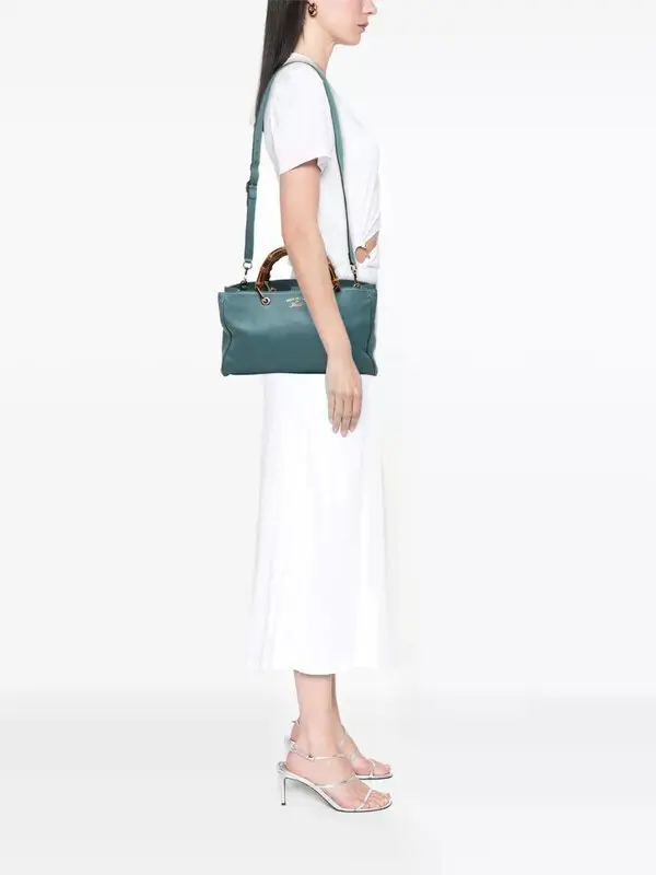 Gucci Calfskin Bamboo Shopper Satchel - Blue