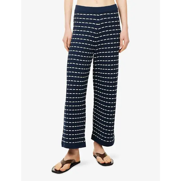 EMELLO Cropped Wide-leg Cotton-knit Trousers