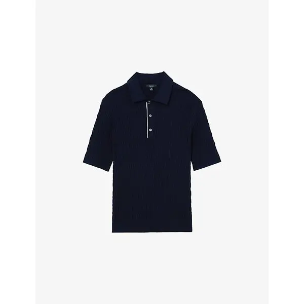 REISS Era Short-sleeve Textured-knit Polo