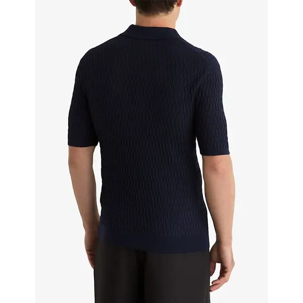 REISS Era Short-sleeve Textured-knit Polo