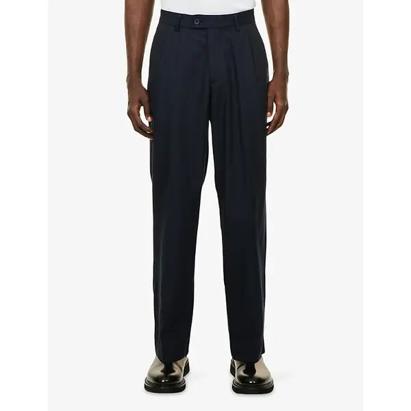 PERCIVAL Pressed-pleat Straight-leg Cotton-blend Trousers