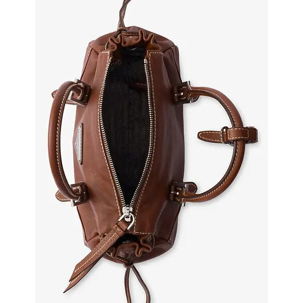 Prada Bonnie Small Leather Shoulder Bag - Brown
