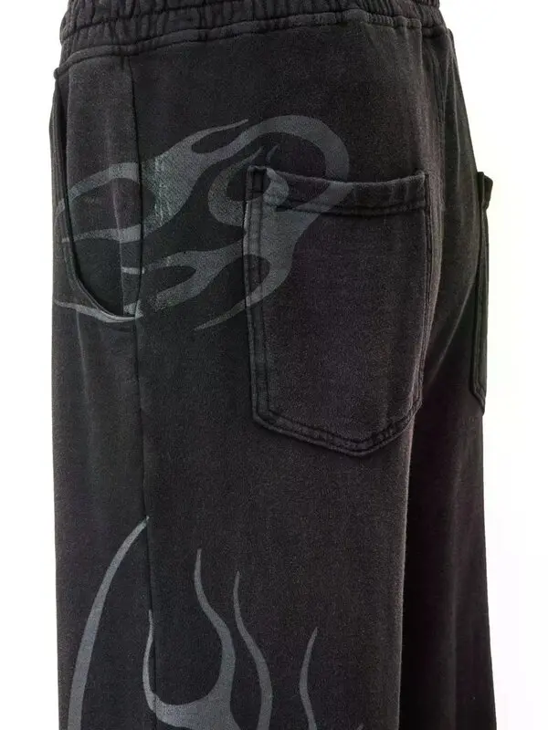 HELLSTAR Flame-print Track Pants - Black