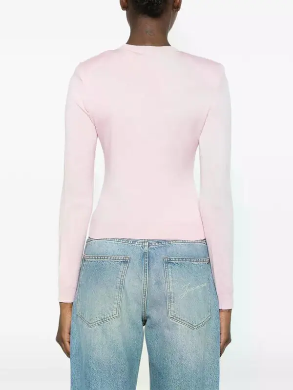 SELF-PORTRAIT Floral Appliqué Crew Neck Sweater