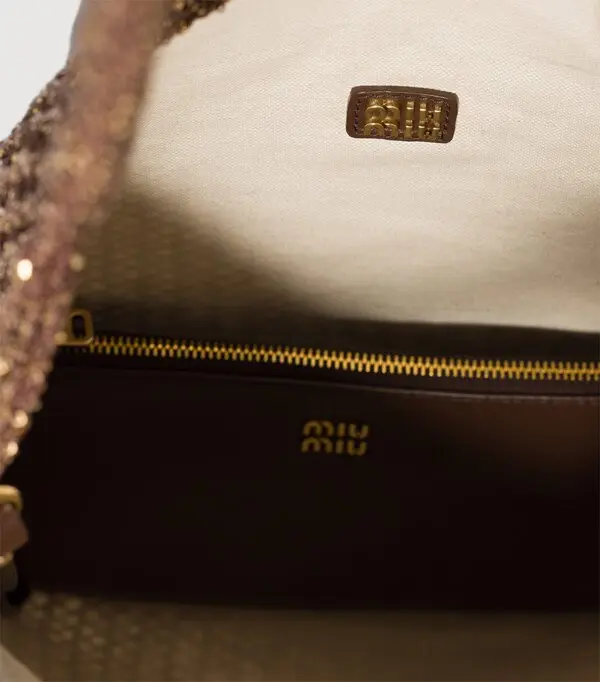 Miu Miu Mesh-sequin Tote Bag - Brown
