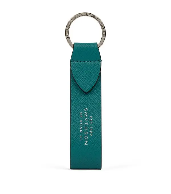 Smythson Panama Leather Keyring - Blue