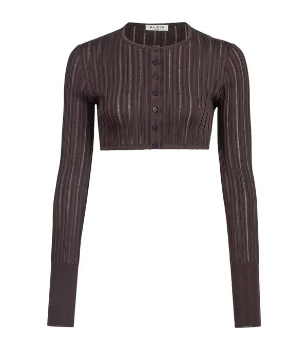 Alaïa Striped Cropped Cardigan