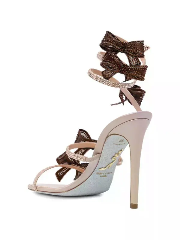 Rene Caovilla 100mm Crystal-embellished Floral Sandals - Neutrals