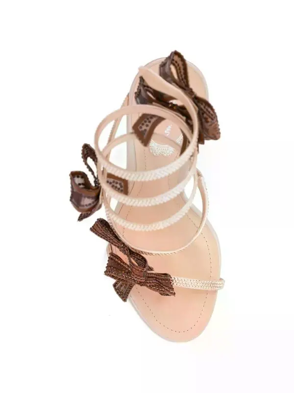 Rene Caovilla 100mm Crystal-embellished Floral Sandals - Neutrals