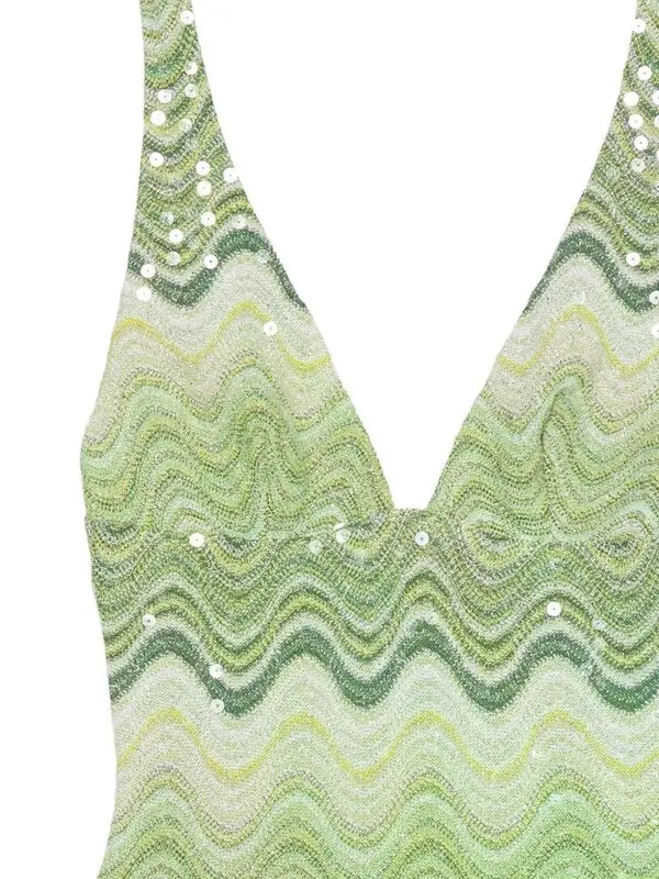MC2 SAINT BARTH Mavi Sequin Embellished Chevron V-neck Swimsuit