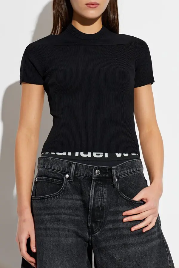Alexander Wang Ribbed Fitted Short Sleeve Top