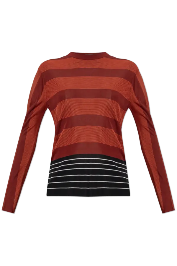 FERRAGAMO Striped Fine Knit Long Sleeve Top