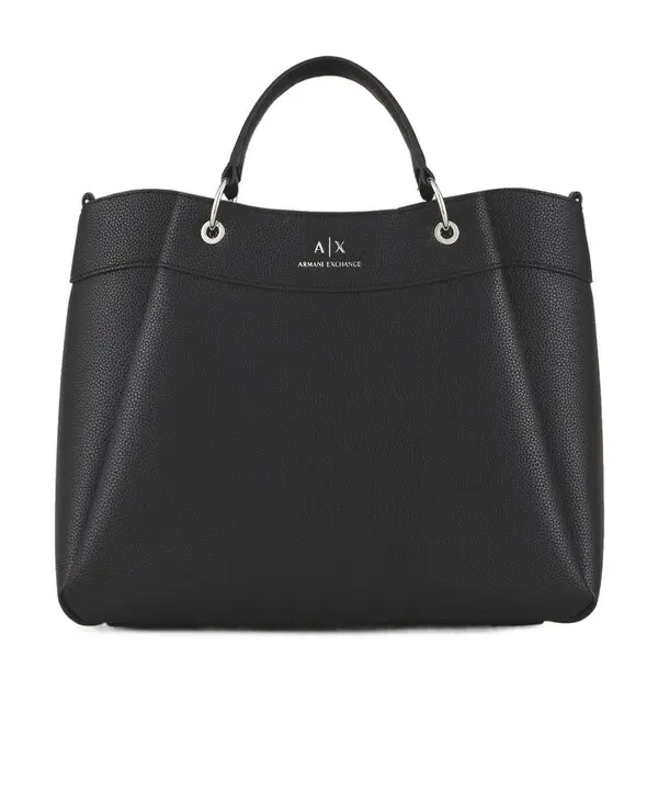 Armani Exchange Logo Leather Tote