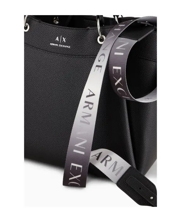 Armani Exchange Logo Leather Tote