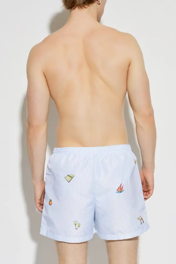 Casablanca Striped Embroidered Swim Shorts