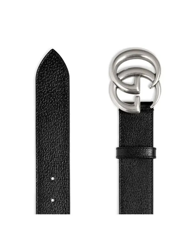 Gucci Double G Buckle Leather Belt - Black