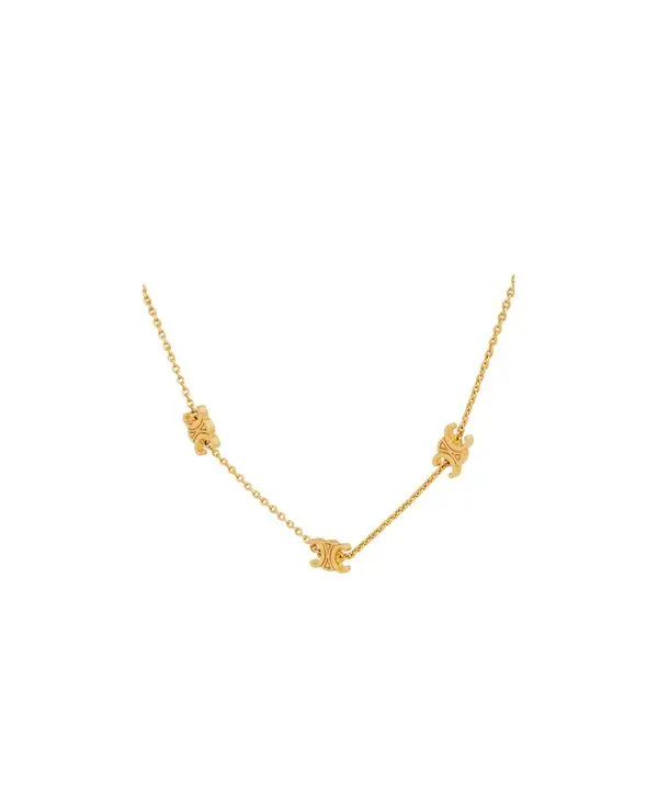 Celine Triomphe Mini Necklace In Brass With Gold Finish