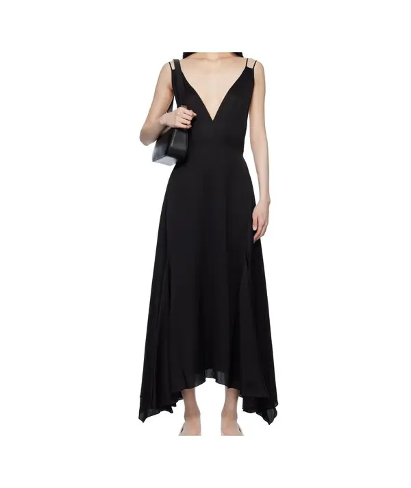 LANVIN Silk Dress With Spaghetti Straps And Open Back