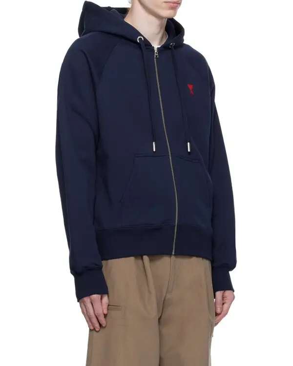 Ami Logo Embroidered Cotton Hoodie