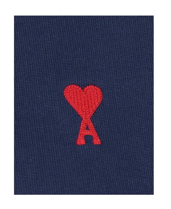 Ami Logo Embroidered Cotton Hoodie