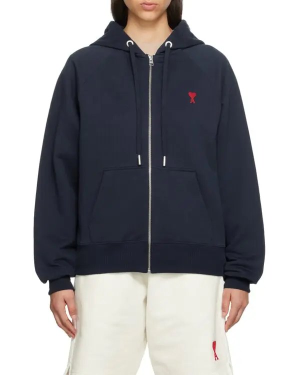 Ami Logo Embroidered Cotton Hoodie