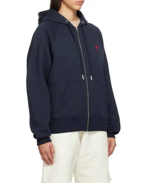 Ami Logo Embroidered Cotton Hoodie