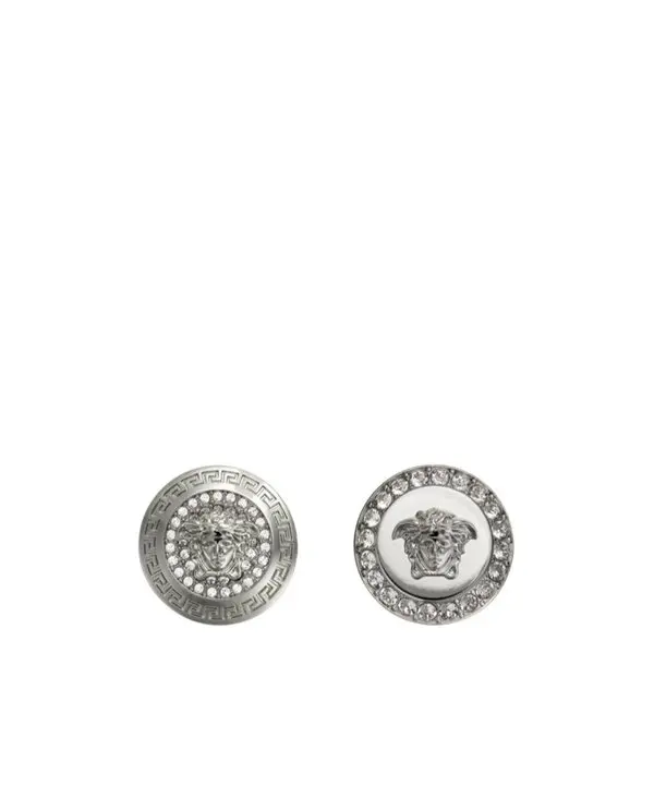 Versace Medusa Crystal Embellished Earrings - Silver