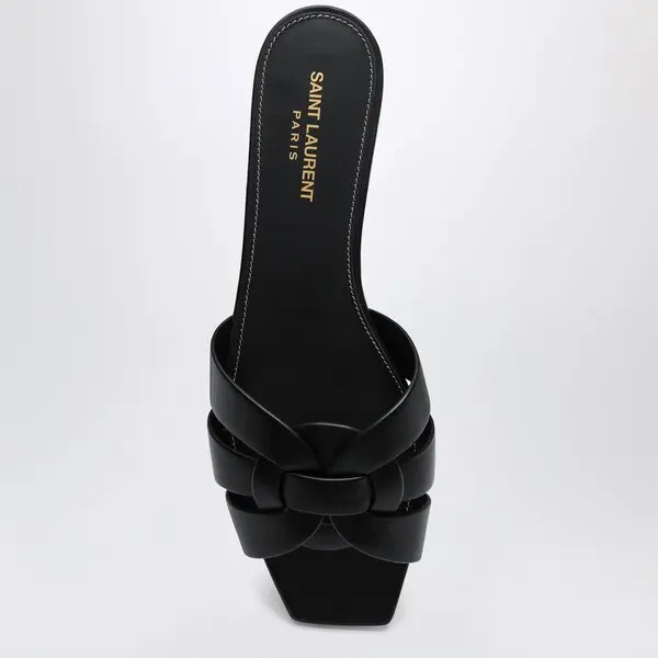 Saint Laurent Leather Braided Strap Sandals - Black