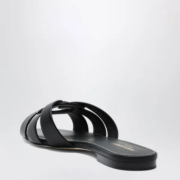 Saint Laurent Leather Braided Strap Sandals - Black