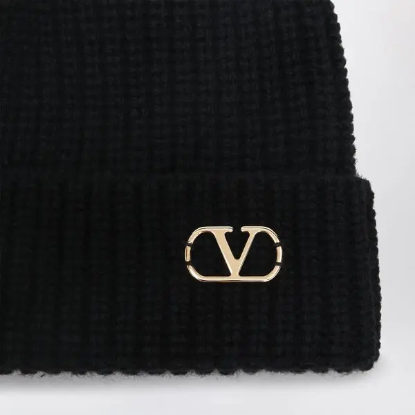 Valentino Garavani Vlogo Signature Cashmere Beanie - Black