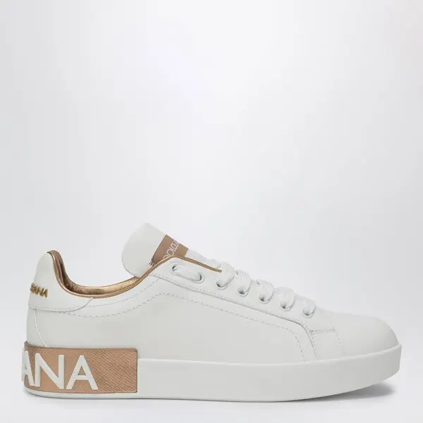 Dolce & Gabbana And Gold Leather Portofino Sneakers - White