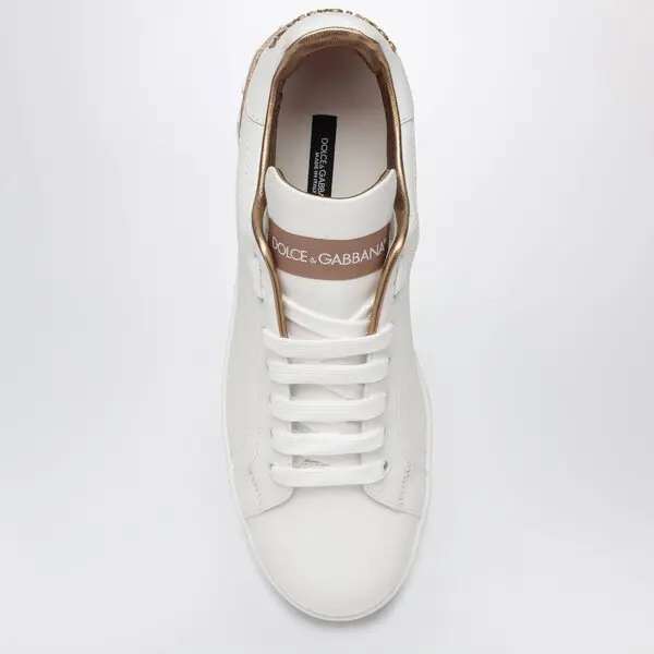 Dolce & Gabbana And Gold Leather Portofino Sneakers - White