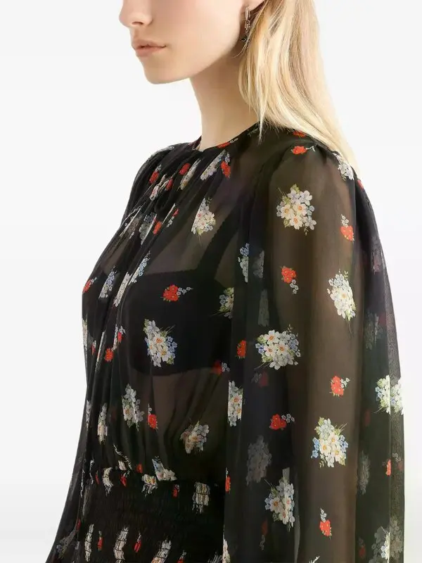Dolce & Gabbana Floral Print Long Sleeve Midi Dress