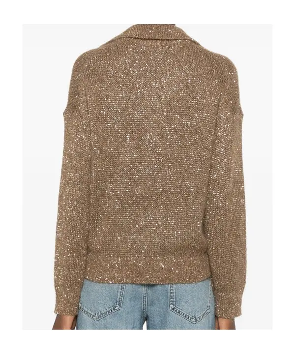 Brunello Cucinelli Sequin-embellished Collared Sweater