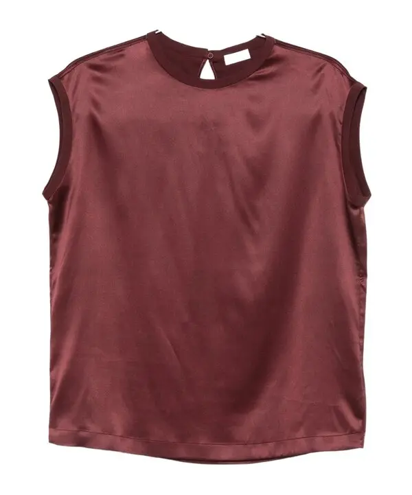 Brunello Cucinelli Satin Cap Sleeve Top