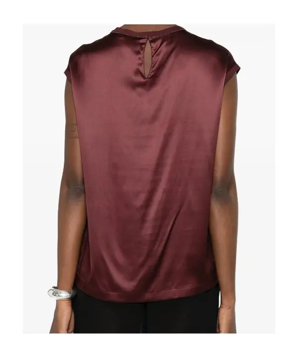 Brunello Cucinelli Satin Cap Sleeve Top