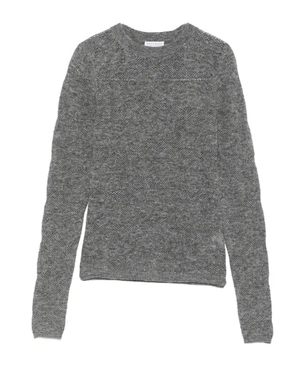 Brunello Cucinelli Open-knit Long-sleeve Sweater