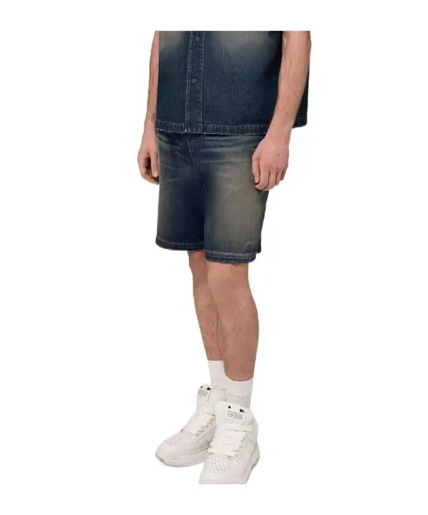 Amiri Faded Effect Drawstring Denim Shorts