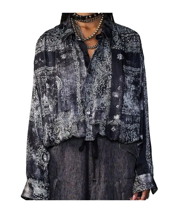 R13 Printed Button-up Shirt With Gathered Yoke