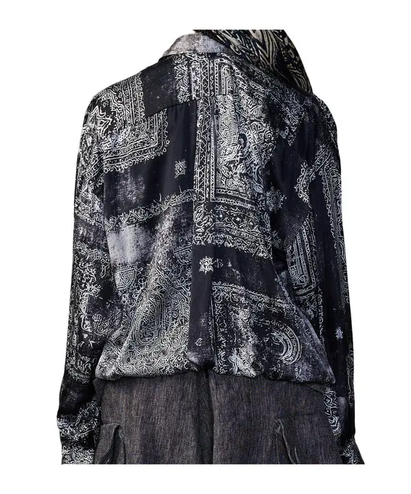 R13 Printed Button-up Shirt With Gathered Yoke