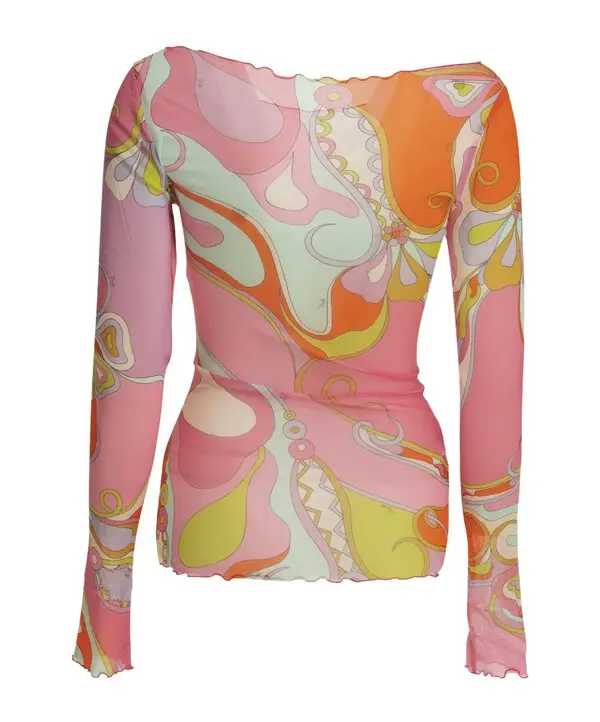Emilio Pucci Orchidee Printed Tulle Top