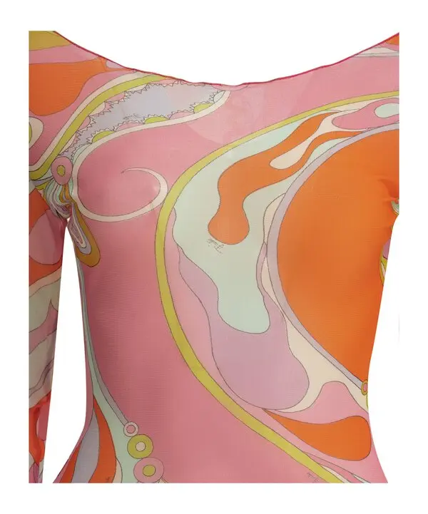 Emilio Pucci Orchidee Printed Tulle Top