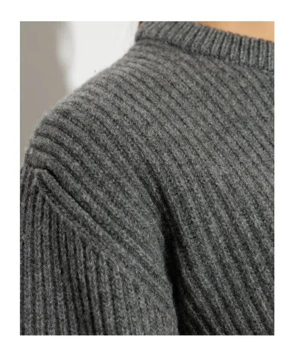JIL SANDER Ribbed-knit Sweater With Long Sleeves - Gray