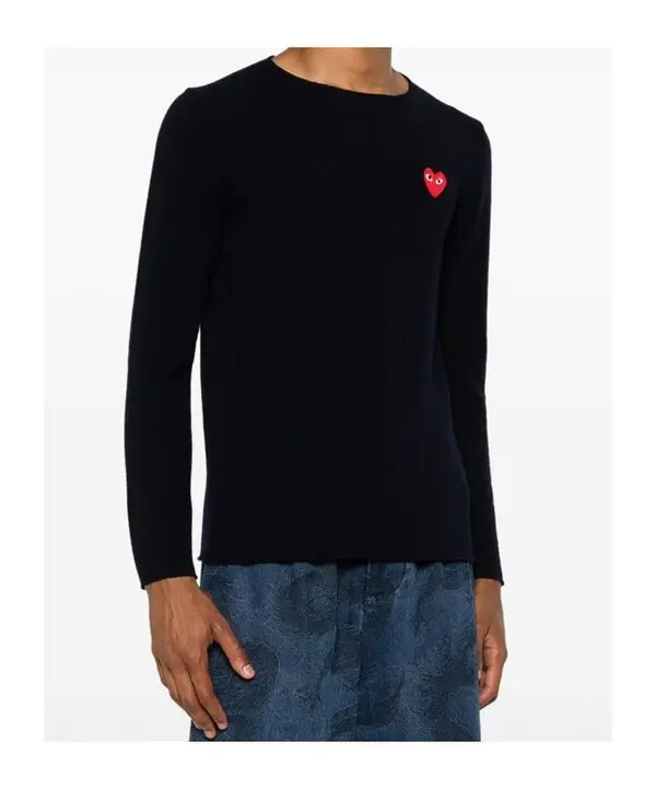 Play Comme Des Garcon Embroidered Heart Wool Jumper - Black