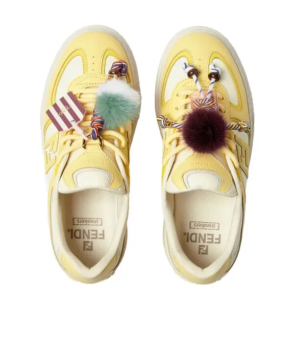 Fendi Leather Low-top Platform Sneakers With Charm Detail