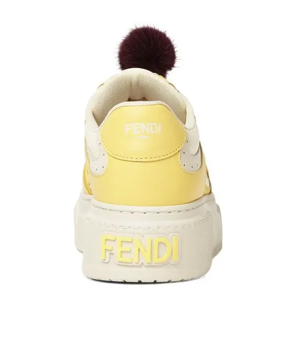 Fendi Leather Low-top Platform Sneakers With Charm Detail