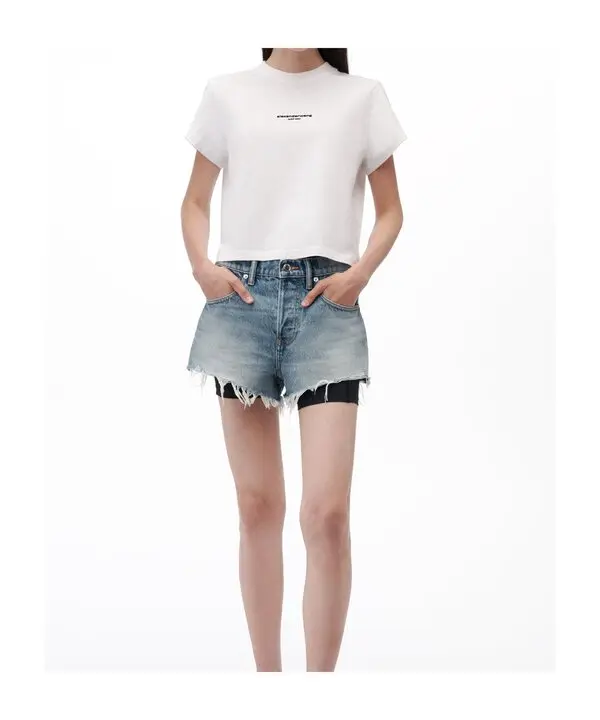 Alexander Wang Shrunken Logo Cropped T-shirt - White
